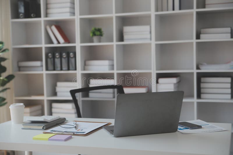 Asian Businesswoman Using Laptop Computer and Working at Office with ...