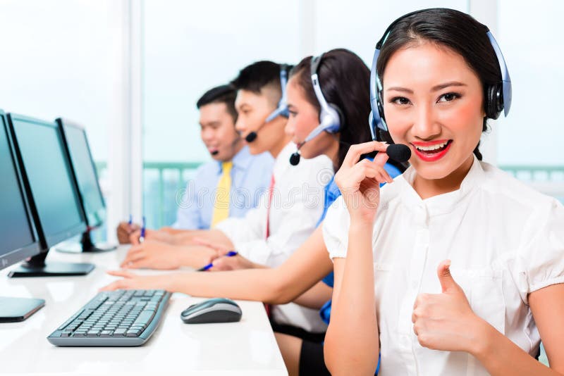 Asian Call Center Agent Team on Phone Stock Photo - Image of asian ...