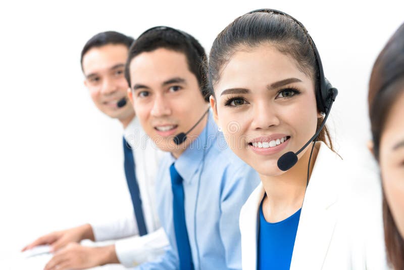 Asian Call Center or Telemarketer Team Stock Image - Image of call ...