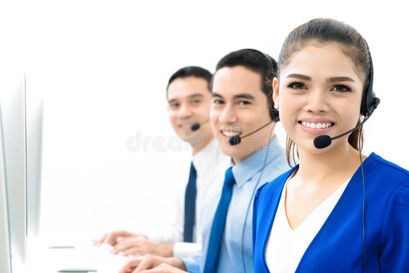 Asian Call Center or Telemarketer Team Stock Image - Image of helpline ...