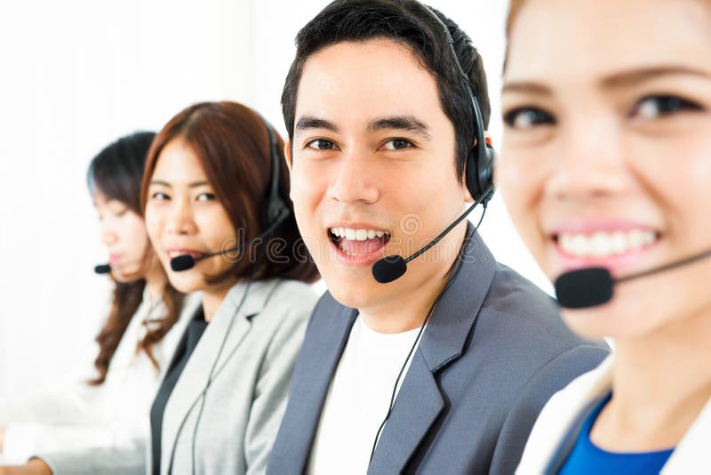 Asian Call Center Telemarketer Team Stock Image - Image of broker ...