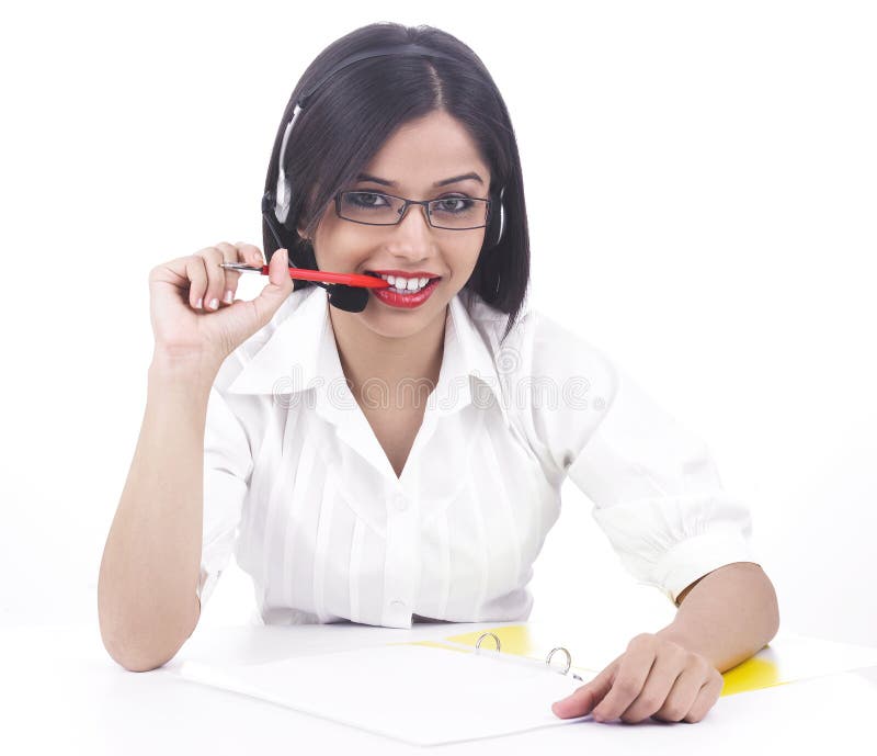 An Asian Call Centre Executive Stock Photo - Image of conversation ...