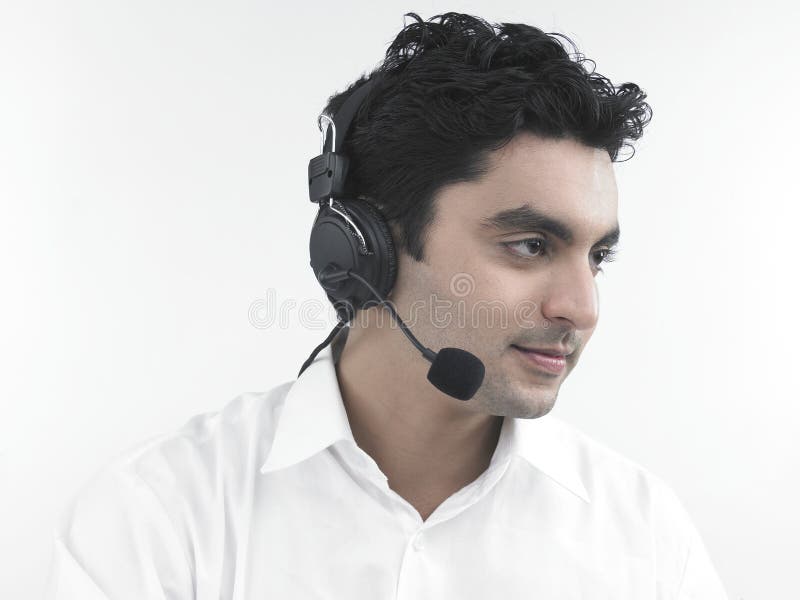 Asian Call Centre Executive Stock Image - Image of headphones, center ...
