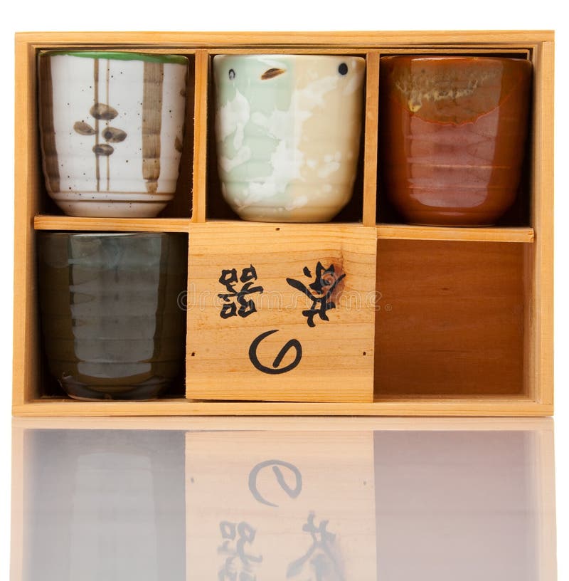 Asian Ceramics Tea Cups Set in Wood Case Stock Image - Image of chinese ...