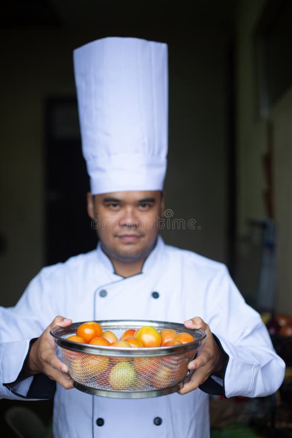 Asian Chef in a Kitchen with Healthy Food Stock Photo - Image of ...