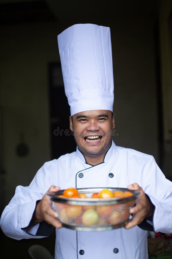 Asian Chef in a Kitchen with Healthy Food Stock Image - Image of ...