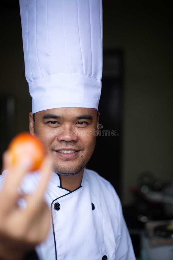 Asian Chef in a Kitchen with Healthy Food Stock Image - Image of ...