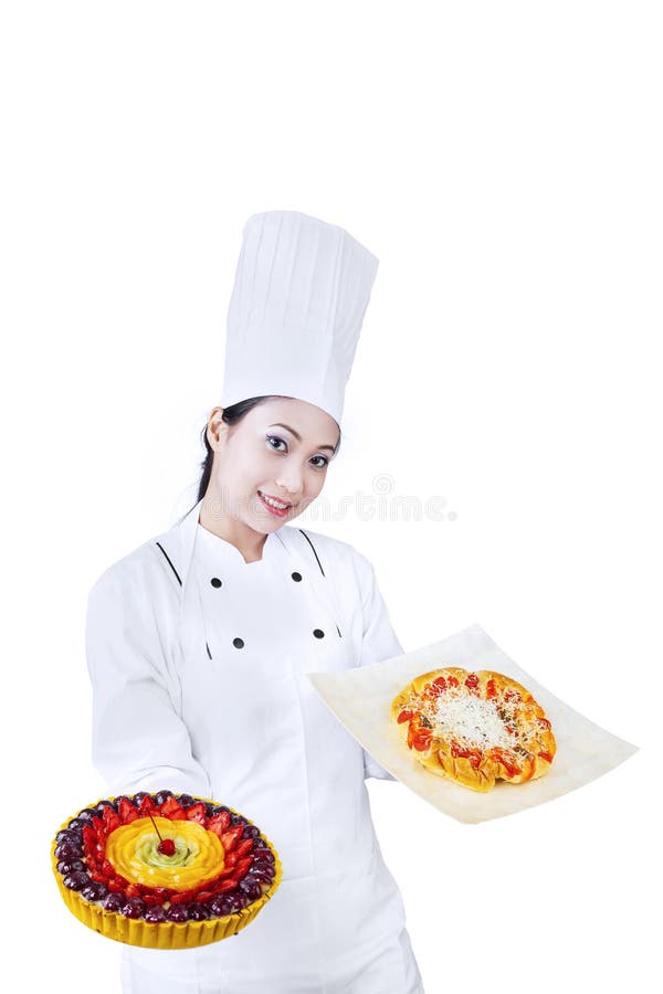 Chef serving two dishes stock image. Image of occupation - 29878305
