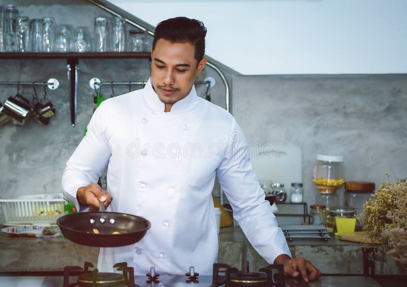 Asian Chefs, Cooking To Be Delicious and Skilled. Stock Image - Image ...