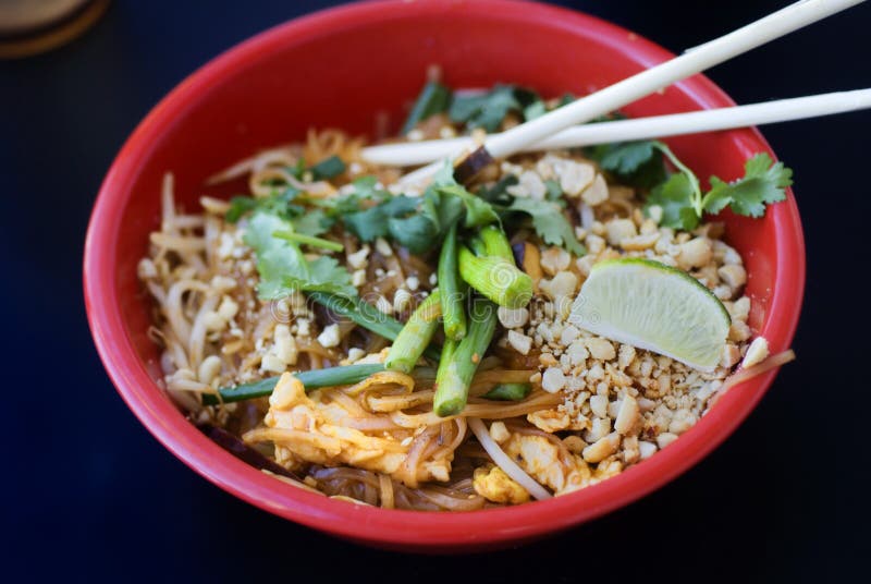 Asian chicken pad thai stock photo. Image of health, cous - 9094896