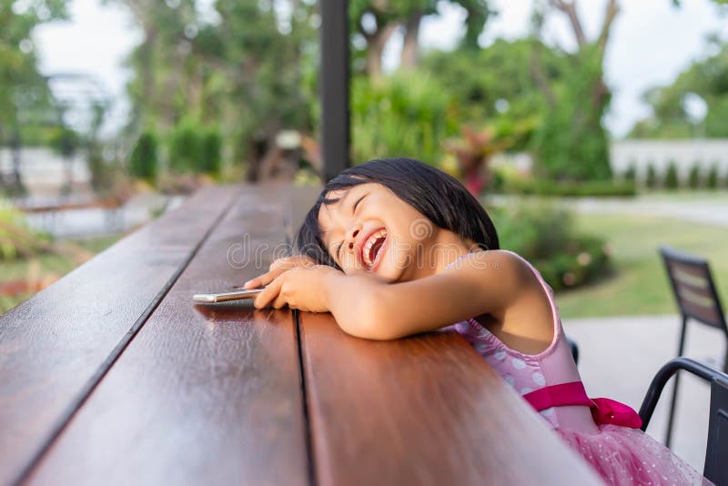 Asian Child Happy Use Talephone in Communicate Stock Image - Image of ...