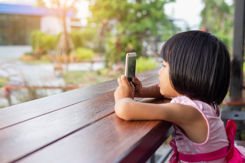 Asian Child Happy Use Talephone in Communicate Stock Photo - Image of ...