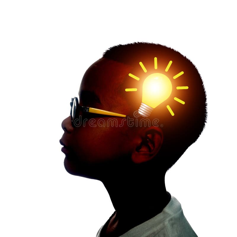 Asian Child Head with an Idea Light Bulb. Creative Idea Innovation ...