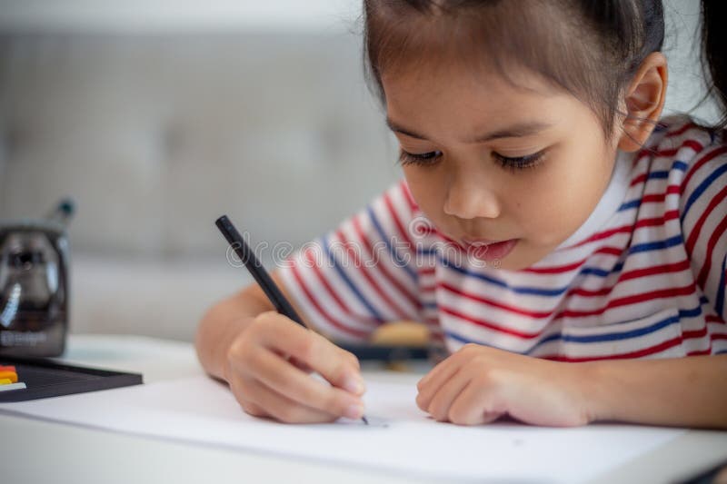 Asian Child Students Back To School Doing Homework To Learn New Ideas ...