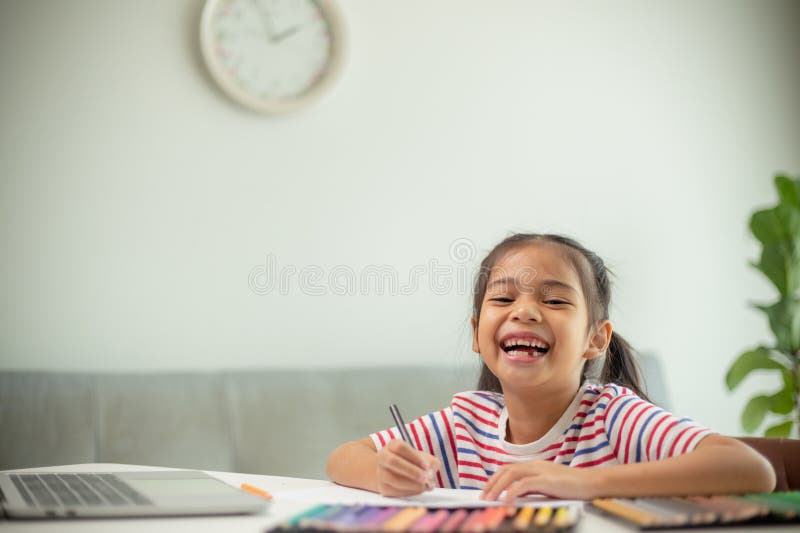 Asian Child Students Back To School Doing Homework To Learn New Ideas ...