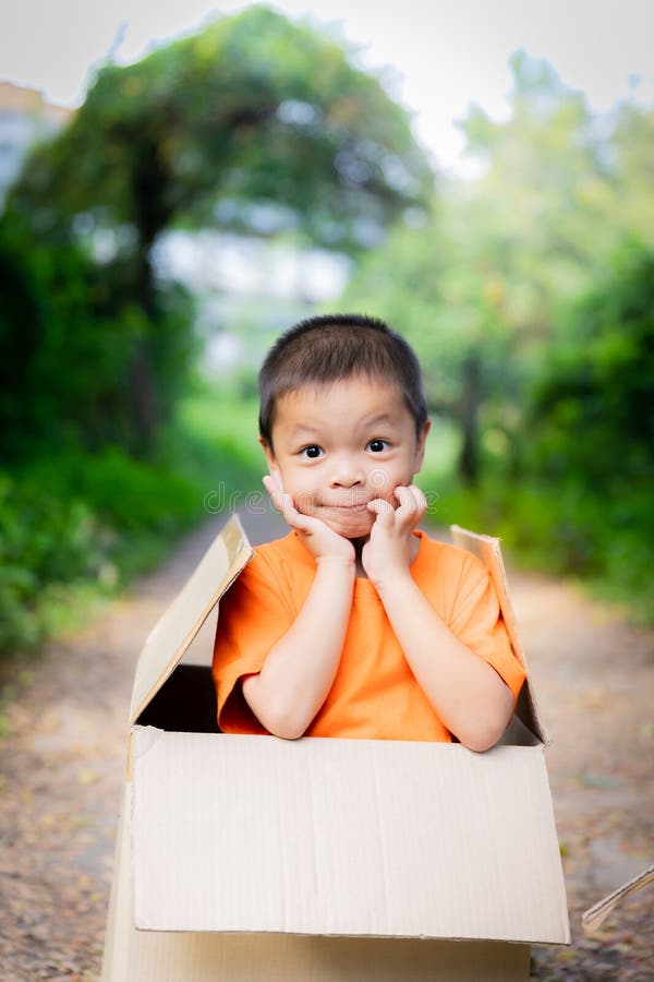 Asian Children Playing Cardboard Boxes Stock Photos - Free & Royalty ...
