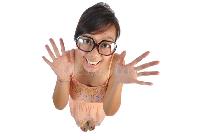 Asian Chinese Girl Looking Estatic Stock Image - Image of expression ...