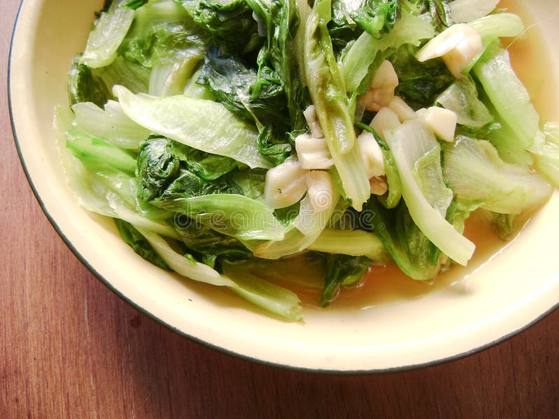 Asian Chinese Stir Fried Lettuce Stock Image - Image of simple, choi ...