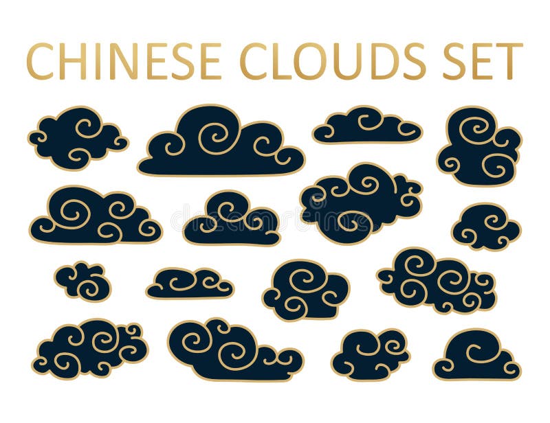 Asian Cloud Set. Vector Collection of Clouds in Chinese Style Stock ...