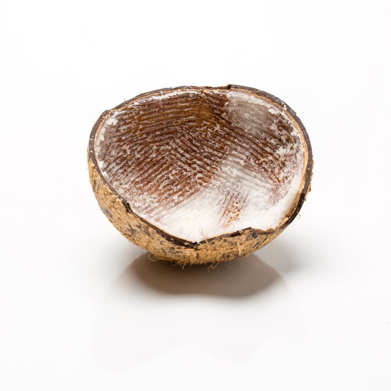 Asian Coconut Empty Shell Close Up, Studio Photography Isolated. Stock ...