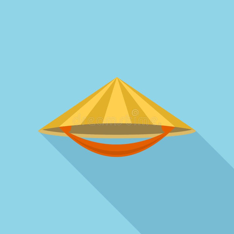 Asian Conical Hat Icon, Flat Style Stock Vector - Illustration of ...