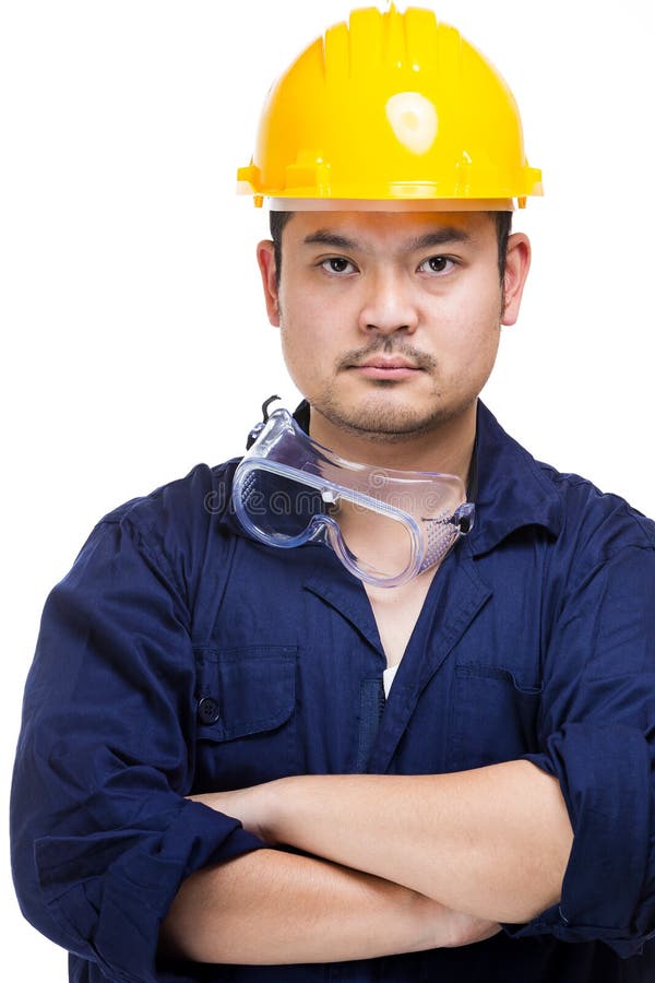 Asian Construction Worker Portrait Stock Image - Image of protection ...
