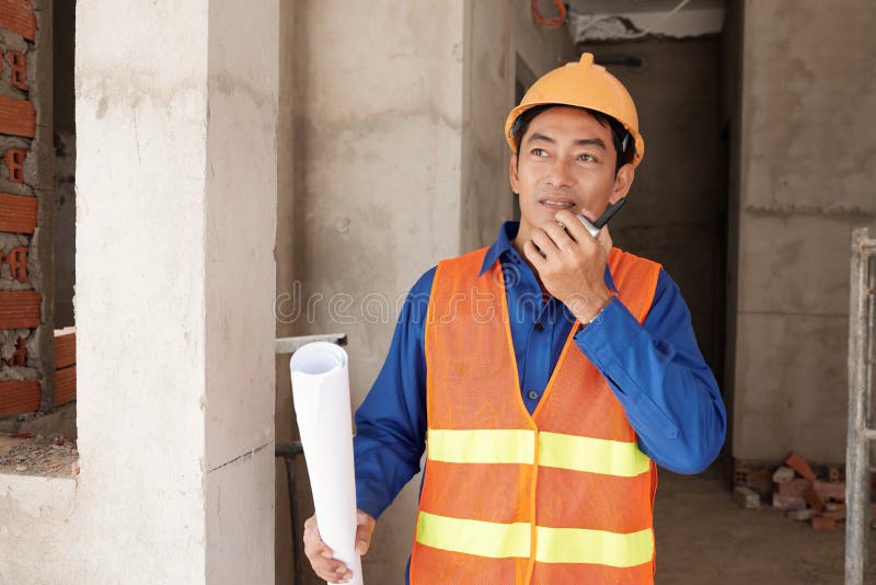 Contractor Controlling Work Stock Image - Image of coworker ...