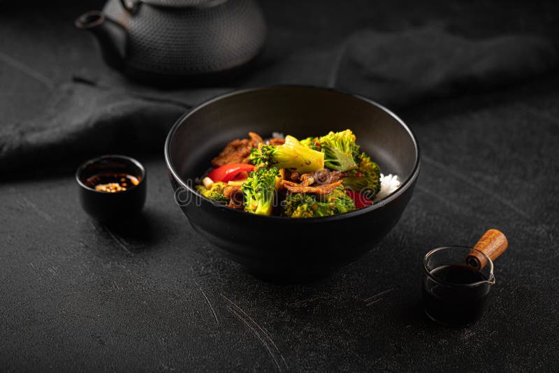 Asian Cooked Rice with Beef and Vegetables Stock Image - Image of ...