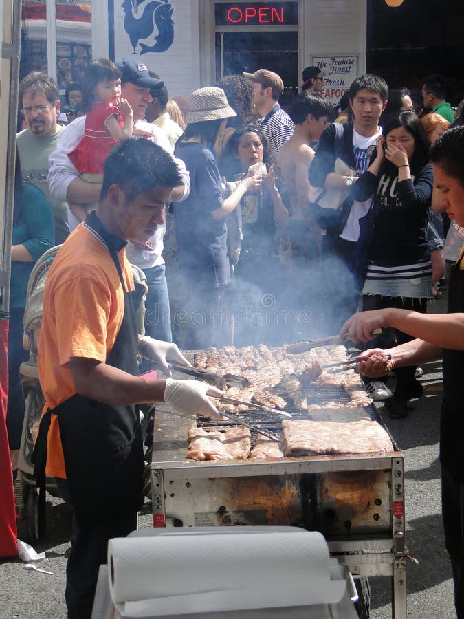 Asian Cooks Serving Food at Concessions Editorial Photo - Image of ...