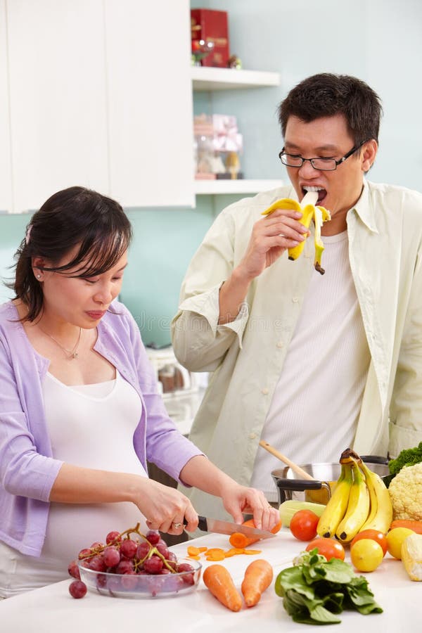 Asian Couple Activity in Kitchen Stock Image - Image of desk, people ...