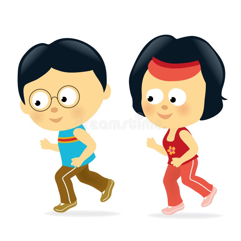 Couple walking cartoon stock vector. Illustration of jogging - 16200147