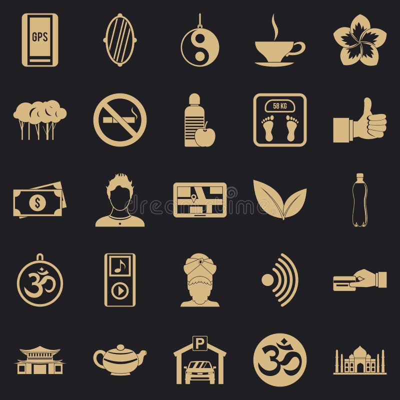 Asian Culture Icons Set, Simple Style Stock Vector - Illustration of ...