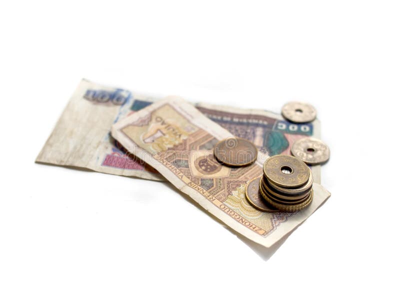 Asian Currency Bank Notes and Coins Stock Photo - Image of banking ...