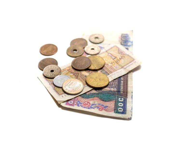 Asian Currency Bank Notes and Coins Stock Photo - Image of note, paper ...