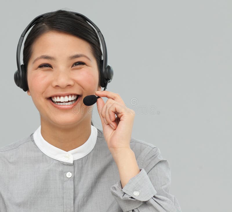 Asian Customer Service Agent with Headset on Stock Photo - Image of ...