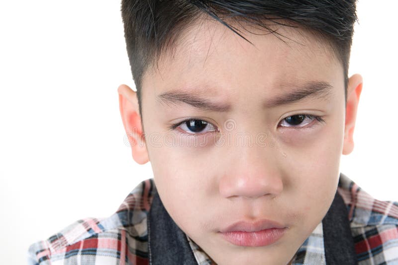 Asian Cute Boy Sad and Crying Stock Photo - Image of child, isolated ...