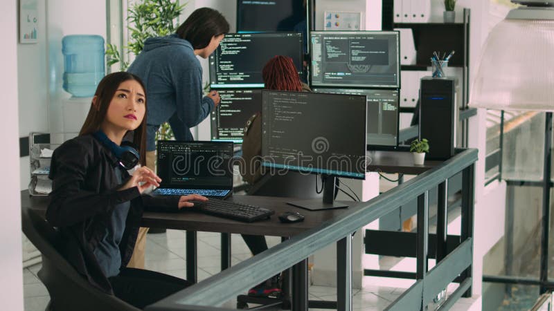 Asian Data Admin Working with Hologram and Coding Language Stock Footage - Video of holographic ...