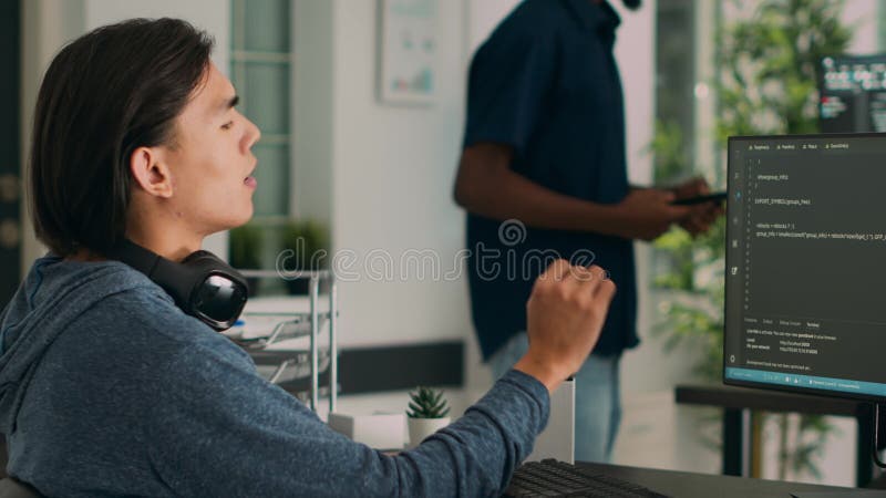 Database Programer Writing Source Code On Terminal Window With Html