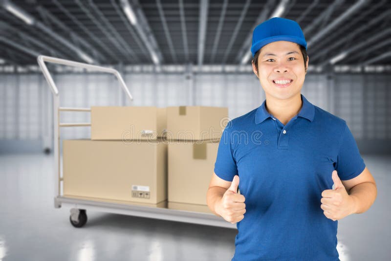 Asian delivery man stock image. Image of freight, express - 85669947