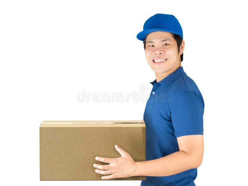 Asian delivery man stock photo. Image of goods, deliver - 83218328