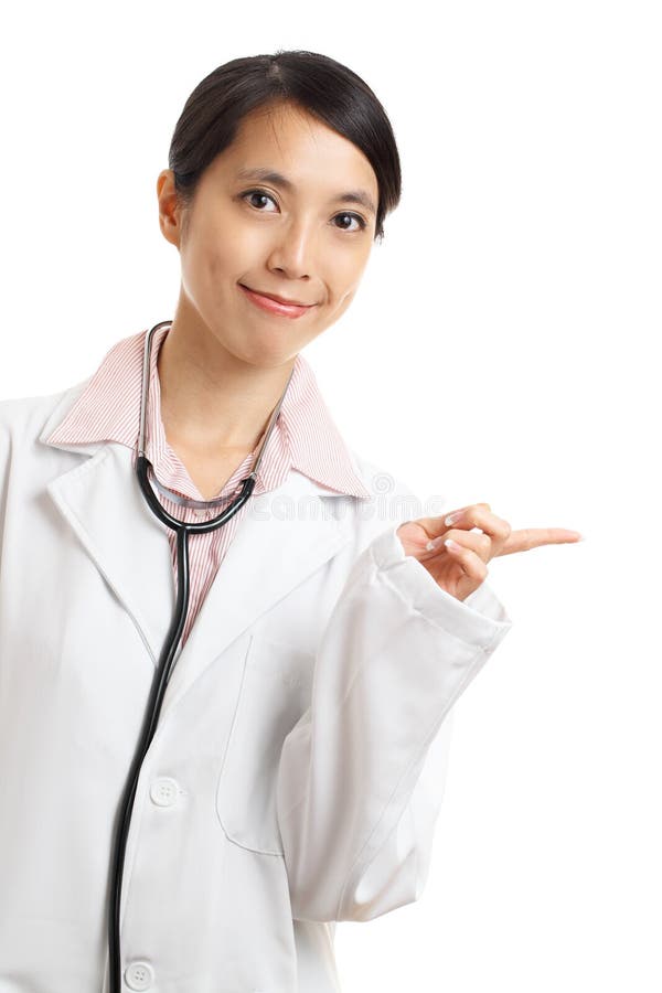 Asian Doctor Pointing a Side Stock Photo - Image of ponytail, asian ...