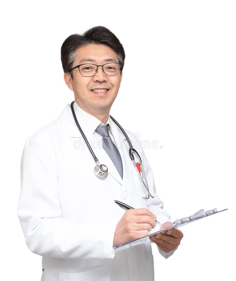 Asian Doctor Smiling. Isolated on White Background Stock Image - Image ...