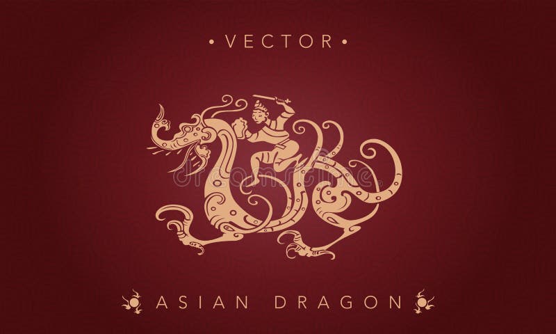 Asian Dragon Art Pattern Chinese Dragon Flying Art Stock Vector ...