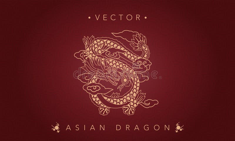 Asian Dragon Art Pattern Chinese Dragon Flying Art Stock Vector ...