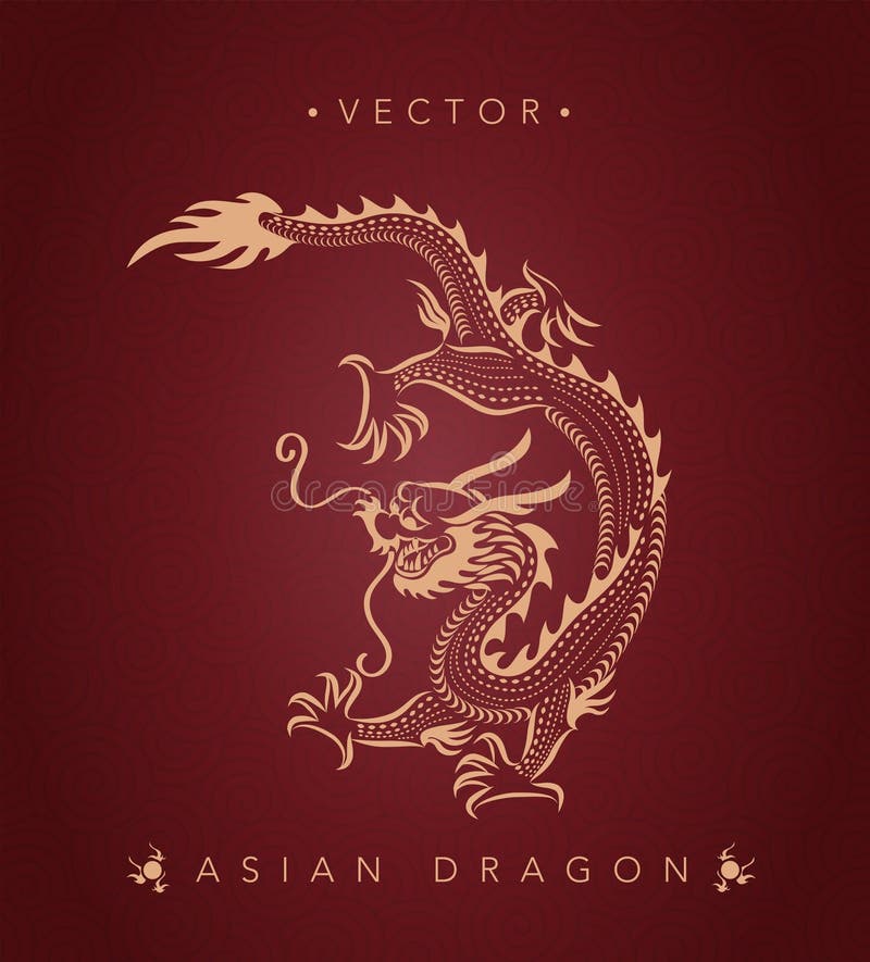Asian Dragon Art Pattern Chinese Dragon Flying Art Stock Vector ...