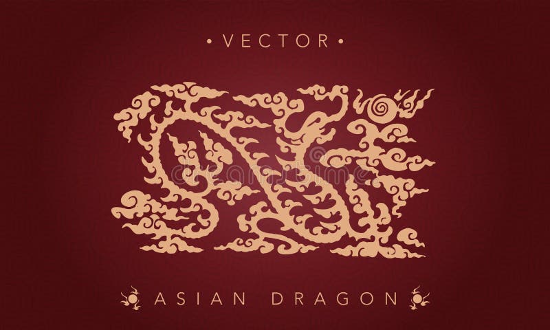 Asian Dragon Art Pattern Chinese Dragon Flying Art Stock Vector ...