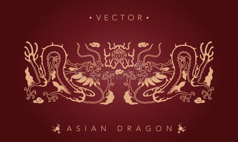 Asian Dragon Art Pattern Chinese Dragon Flying Art Stock Vector ...
