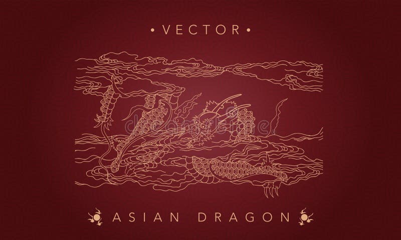 Asian Dragon Art Pattern Chinese Dragon Flying Art Stock Vector ...