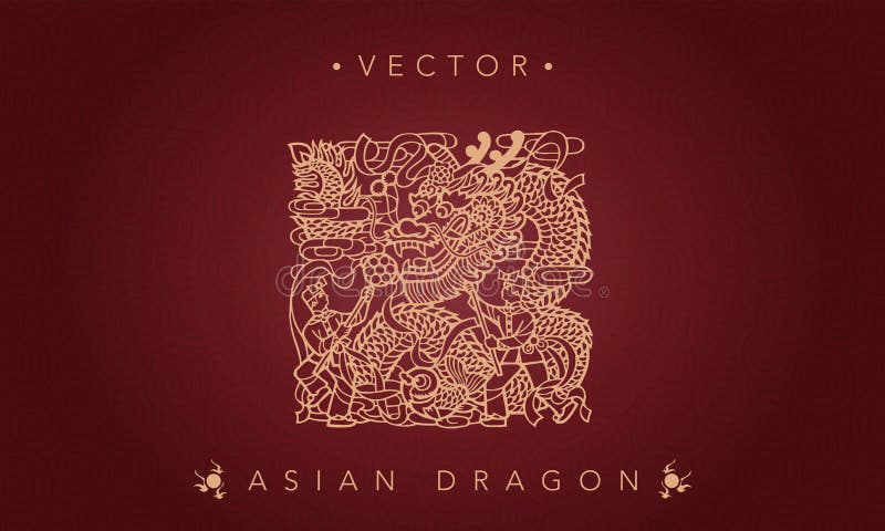 Asian Dragon Art Pattern Chinese Dragon Flying Art Stock Vector ...