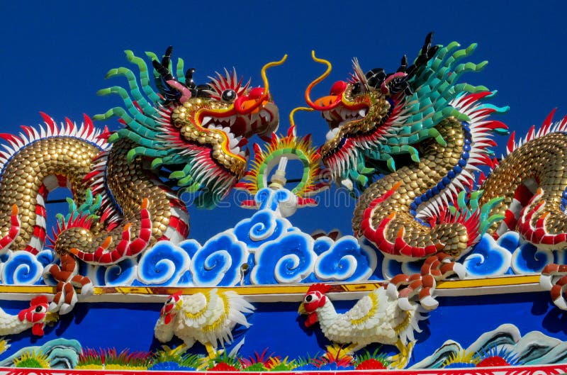 Asian Dragon in the Chinese Temple Stock Image - Image of asia, dragon ...
